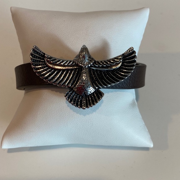 Accessories | Mens Stainless Steel And Leather Eagle Bracelet | Poshmark